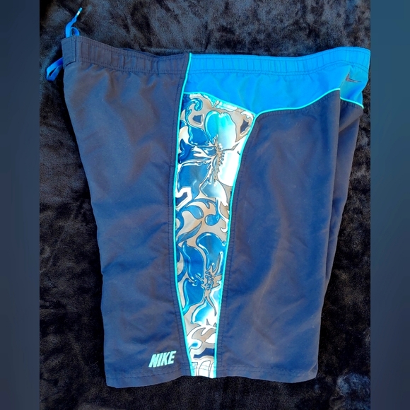 Nike | Swim | Mens Nike Board Shorts Deep Blue Hawaiian Print Piped ...